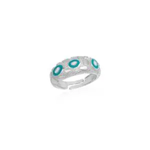 SPERO LONDON Natural Textured Sterling Evil Eye Ring - Silver