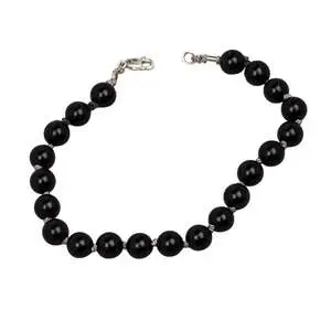AMONTA Black / Silver Black Onyx Silk Bracelet, Oxidized Silver - Black/silver