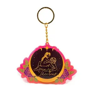 BLACK CAKE Taurus Zodiac Sign Keychain - Black/yellow