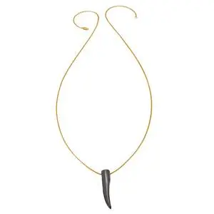 HEATHER HAWKINS Gemstone Horn Rolo Chain Necklace - Grey