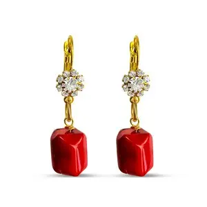 BELLUS DOMINA Coral Sparkling Earrings - Red