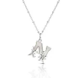 KASUN LONDON Solid N Initial Necklace With Mother Of Pearl - Silver