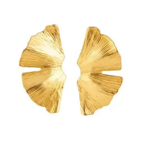 LINYA JEWELLERY Big Leaf Boho Earrings - Gold