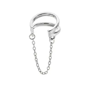 LUCY QUARTERMAINE Solid Sterling Art Deco Cuff With Chain - Silver
