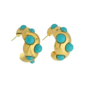 LINYA JEWELLERY Ayza Turquoise Hoop Earring - Gold