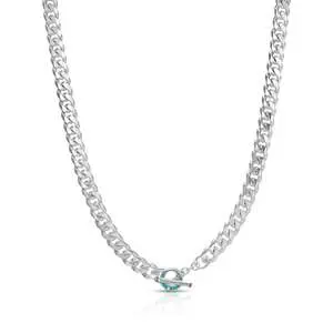 LEEADA JEWELRY Marais Thick Chain Necklace / Turquoise - Silver