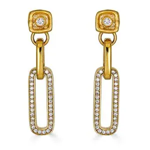 LONI PAUL JEWELRY Pave Chain Post Earrings - Gold