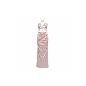 Suyty Anastasia Ruched Halter Neck Maxi Dress
