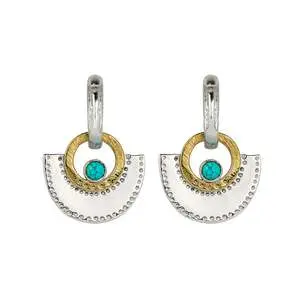 CHARLOTTE'S WEB JEWELLERY Silver / Blue Sundar Fan Silver Huggie Hoop Earrings Turquoise - Silver/blue