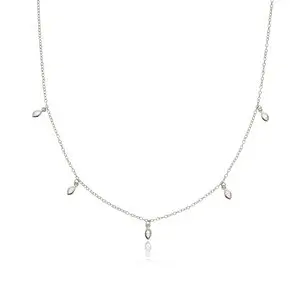 LILY & ROO Diamond Style Marquise Drop Necklace - Silver