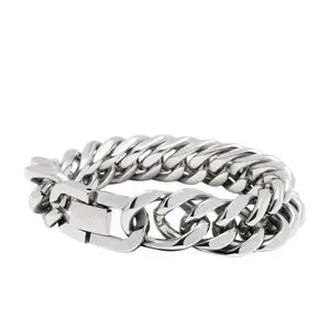 NIALAYA JEWELRY Chunky Cuban Chain Bracelet - Silver