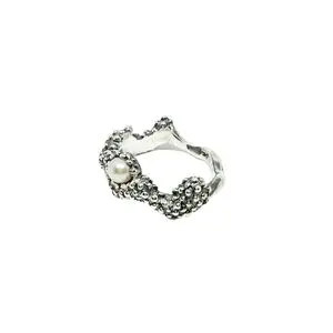TG-JEWELLERY BY TAMARA GERVASIO Silver / White Sea Slug Ring – Sterling Silver & Freshwater Pearl - Silver/white