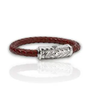 DANEILA LÉON Brown / Silver Sterling Silver Leather Bracelet With Diamonds - Brown/silver