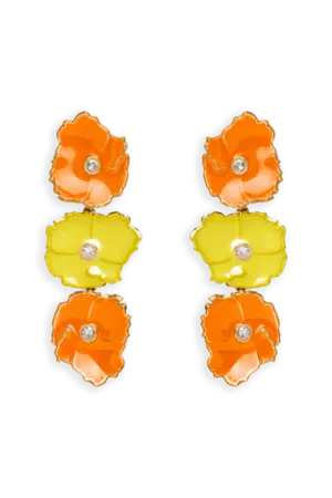 LAVANI JEWELS And Yellow Prunus Earrings - Orange