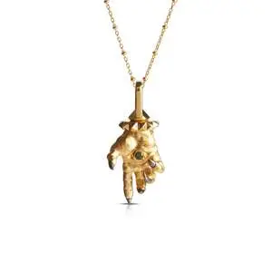 KASUN LONDON Hand Of The Protector Pendant October Green Tourmaline Vermeil - Gold