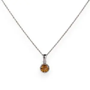 BELINDA JEWELZ Orange / Silver Citrine Birthstone Charm Necklace - Orange/silver