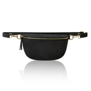 BETSY & FLOSS Rivoli Suede Crossbody And Waist Bag - Black