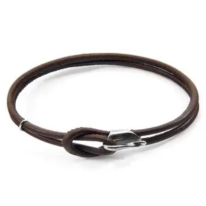 ANCHOR & CREW Brown / Silver Mocha Brown Orla Silver & Nappa Leather Bracelet - Brown/silver