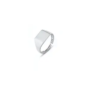 SPERO LONDON Signature Rectangular Sterling Signet Ring - Silver