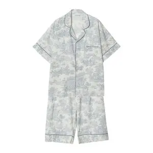 LUNALUZ S Elise Rayon-cotton Short Sleeve Pajama Set - Blue