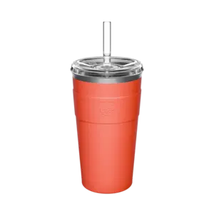 KEEPCUP Cold Cup Thermal With Straw Lid 16oz/454ml Stainless Steel Reusable Coffee Cup Persimmon - Orange