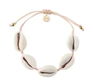 ADRIANA PAPPAS DESIGNS Natural Shell Adjustable Bracelet On Colored Cord Light Peach - Orange