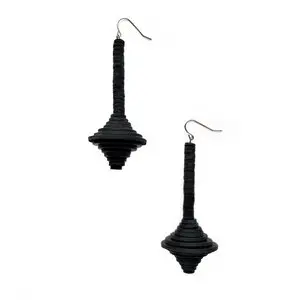 WAIWAI Axis Dangle Leather Earrings - Black
