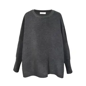 PAISIE Ribbed Jumper In Charcoal - Grey