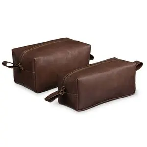 HIDES LEATHER CO. Leather Organizer, Handmade Dopp Kit - Brown