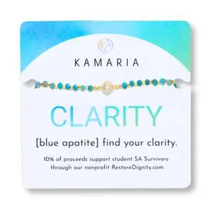 KAMARIA Lumira Mini Pearl & Gemstone Adjustable Bracelet With Miyuki Beads Apatite - Blue