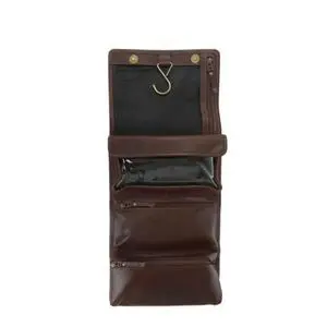VIDA VIDA Hanging Dark Leather Wash Bag - Brown