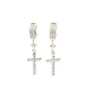 ADDICTED2 Bellona Cross Earrings Plated - Silver