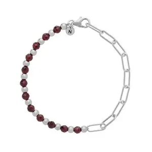 NELLOU JEWELLERY Red / Silver Garnet Gem Shine Bracelet Sterling Silver - Red/silver