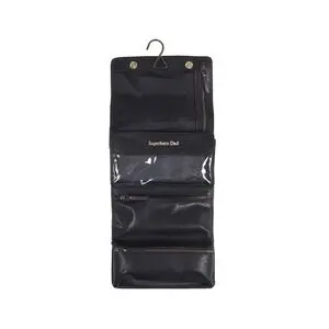 VIDA VIDA Hanging Leather Wash Bag. -superhero Dad - Black