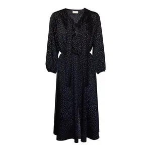 2KSTYLE Acton Pussybow Polkadot Satin Effect Midi Dress