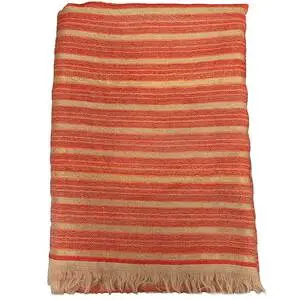 BABS BOUTIQUE NYC Gold / Red Cashmere Stole With Metallic Thread Stripes Red & Gold - Gold/red