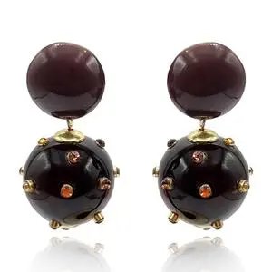 MICHAEL NASH JEWELRY Valentina Tortoise & Tortoise Resin Studded Pierced Earrings - Brown