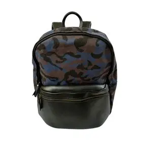 VIDA VIDA Camo And Leather Backpack Camo - Blue