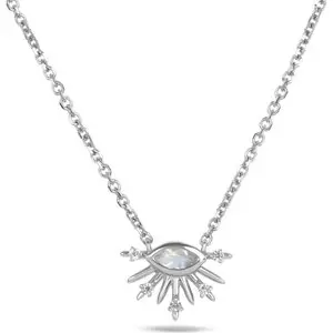 ZOHREH Neutrals Moonstone & White Sapphire Sunburst Necklace Sterling - Silver