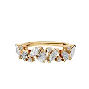 AYA FINE JEWELRY 0.94 Ct Mixed Shape Lab Grown Diamond Wedding Band In 14k Solid Gold - Yellow