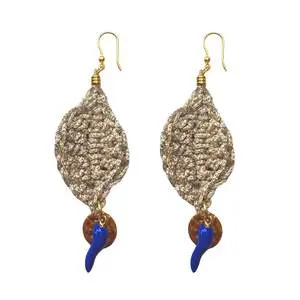 HILO DE MAR Leaf Earrings With Blue Chilli - Gold