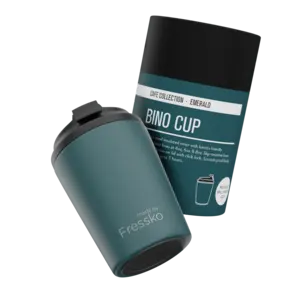 Fressko Bino 8oz / 227ml Reusable Coffee Cup, Stainless Steel Emerald - Green