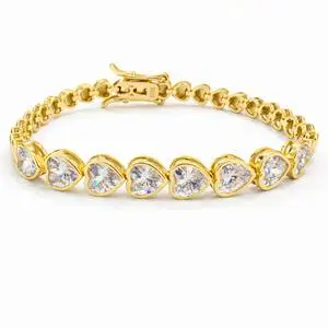 PEARL CODE Celine Big Heart Tennis Bracelet With Cubic Zirconia, -plated Silver - Gold