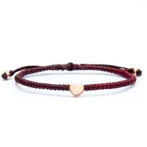 HARBOUR UK Tiny Rose Gold Heart Wine Bracelet - Red