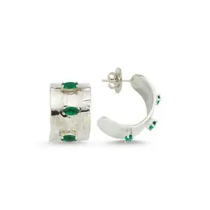 REIAN JEWELLERY Troya Green Marquise - Silver