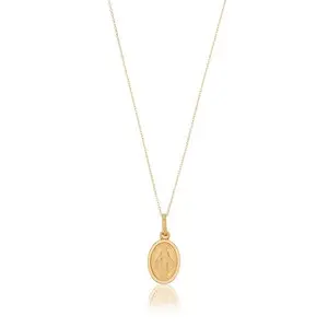 LILY & ROO Small Solid Oval Virgin Mary Necklace - Gold