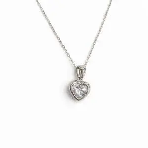 PEARL CODE Sophie Heart Pendant Necklace With Cubic Zirconia - Silver