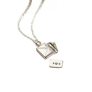 POSH TOTTY DESIGNS Sterling I Love You Mini Message Envelope Necklace - Silver