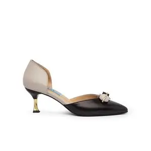 ILVI Neutrals / Nurdey -beige Leather Heeled Sandal - Black