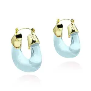 MICHAEL NASH JEWELRY Winslow Transparent Aqua Resin Hoop Earrings - Blue